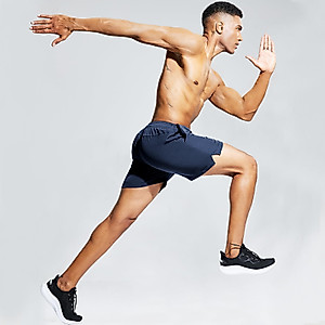 Haimont Men's Athletic Shorts with Pockets 5” Running Workout Gym Sports Training Exercise Shorts, No Liner Dark Blue, XL