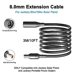 HKY DC 8mm Extension Cable 10Ft 3M 8mm DC Power Plug Cord 16AWG Wire for Solar Generator Solar Panel Compatible with Goal Zero Yeti/Jackery/Anker/BALDR/Bulutti More DC 7909 Portable Power Station