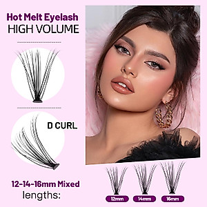 Dedila 200Pcs Handmade Individual False Eyelashes Thickness 0.07mm D Curl Mixed 10-12-14mm /11-13-15mm/12-14-16mm/16-18-20mm 3D Volume Cluster Eye Lashes Etensions (12-14-16mm)