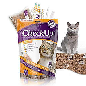 KIT4CAT CheckUp Kit at Home Wellness Test for Cats, Hydrophobic Litter for Urine Collection & Test Strips for Detection of Levels of Glucose, Protein, pH and Blood in Urine