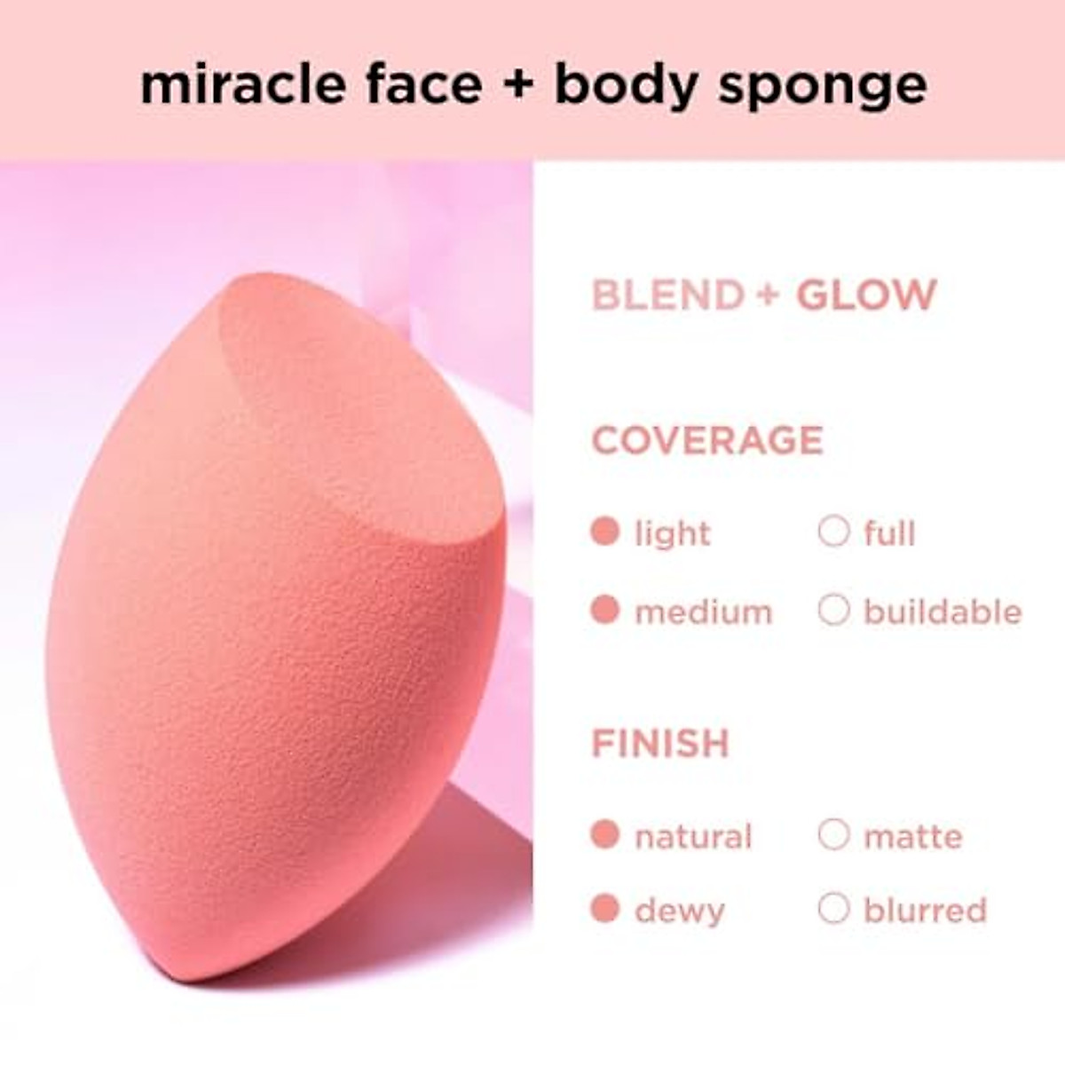 Real Techniques Miracle Face + Body Sponge, XL Makeup Blending Sponge For Whole Body, Ideal For Foundation, Body Makeup, & Self Tanner, Cruelty Free & Vegan, Latex Free, Packaging May Vary, 1 Count
