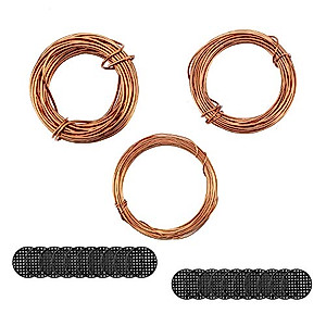 Fashionclubs Bonsai Wires Set, Bonsai Tree Training Wires Aluminum Craft Wires Size 1.0mm/1.5mm/2.0mm(Each Size is 32ft), with 20pcs Flower Pot Hole Mesh Pad Bonsai Bottom Grid Mat Mesh 2Inch in Dia