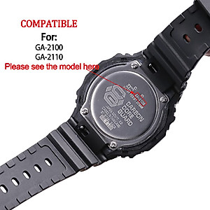 XBHSW Resin Watch Band Compatible with Casio G-Shock GA2100 GA2110 GA-B2100 Series Black Men's Replacement Strap Sports Waterproof Bracelet