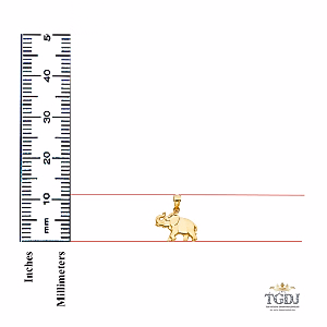 TGDJ 14K Yellow Gold Elephant Pendant- (Height 11 MM Width 16 MM)