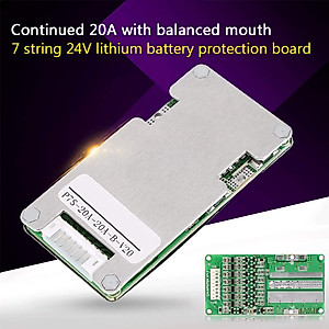 Fafeicy 24V 20A 7S L-ithium Li-ion 18650 Battery BMS Protection Board, with Balancing, Stable Protective Functions for Charging and Discharging
