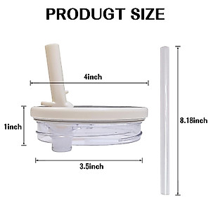 2 PCS 40 oz Replaceable Tumbler Flip Straw Lid for Stanley Quencher, Reusable Tumbler Cover Fit for HydroJug Traveler, Spill-Proof Splash Resistant Tumbler Lids (Cream White*2)