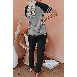 AUTOMET Lounge Sets For Women Two Piece Outfits Loungewear Short Sleeve Crewneck Jogger Pajama Set and Sweatpants Tracksuit