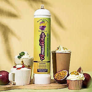 AmazWhip 0.95L 640 Gram Passion Fruit Flavor Whipped Cream Charger Cartridge Tank for Cream Charger Dispenser (1 cylinder)