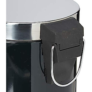 Mini Modern Black Marble & Silver Round Step Trash Can by Home Basics | 3 Liter Compact Garbage Bin with Removable Liner Bucket and Handle for Bathroom, Office, or Powder Room