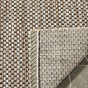 SAFAVIEH Courtyard Collection 5'3' x 7'7' Natural/Black CY8521 Indoor/ Outdoor Patio Backyard Mudroom Area Rug