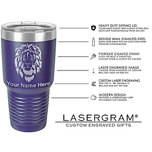LaserGram 30oz Vacuum Insulated Tumbler Mug, Barber Shop Pole, Personalized Engraving Included (Dark Purple)