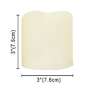 2 Waterproof Outdoor Battery Operated Flameless LED Pillar Candles with Remote Flickering Plastic Electric Decorative Light Set for Home Décor Garden Patio Decoration Party Wedding Supplies 3x3 Inches