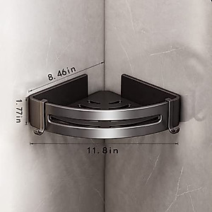 IMPHOM Shower Caddy Corner 2-Pack Shower Organizer Bathroom Shower Shelves with 8 Hooks Shower Caddy Shelf Organizer Rack,Large Capacity,Aluminum Shower Shelf for Inside Shower