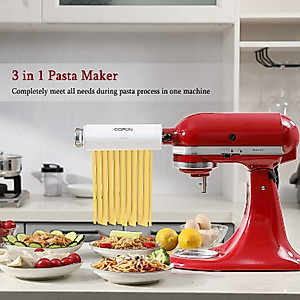 Pasta Maker Attachment for Kitchenaid Stand Mixer, Cofun 3 in 1 Pasta Machine Asseccories, Included Pasta Roller, Spaghetti Cutter, Fettuccine Cutter, Multifunctional Pasta Attachment for Kitchenaid