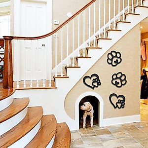 JEKEJIAJIU Dog Room Decor Paw Prints Wood Wall Art Dog Lover Wall Decor Sign for Living Room Bedroom Bathroom Nursery Dog Mom Gifts