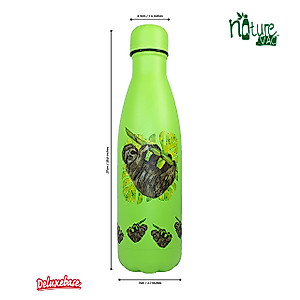 NatureVac Sloth - Stainless Steel Thermal Insulated 17 oz Water Bottle - Drink Stays Hot for 12 Hours and Cold for 24 Hrs Leakproof Vacuum Flask Water Bottle for Gym, Travel, Sports, School