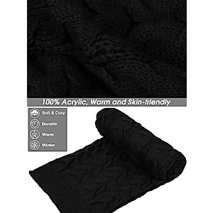 URATOT 4 Pack Winter Knitted Set Thick Knitted Beanie Hat Scarf Gloves Ear Warmer for Men or Women