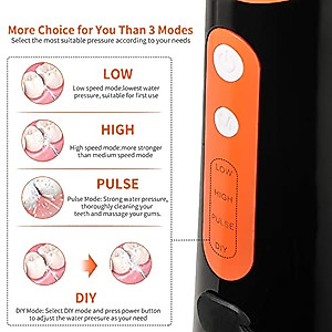 Water Flosser Cordless Teeth Cleaner, Portable Rechargeable IPX7 Waterproof Water Flossers for Teeth with 4 Modes 5 Jet Tips, Dental Oral Irrigator for Home & Travel - 300ML Detachable Water Tank.