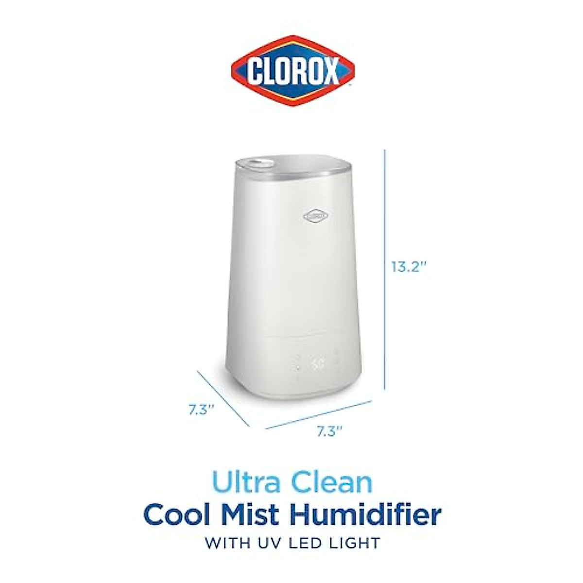 Clorox Ultra Clean Cool Mist Air Humidifier for BedRoom with UV LED Light to Reduce Germs and Bacteria, Whisper Quiet, 4L Water Tank for up to 40 Hours of Continuous Steam, White (11080)