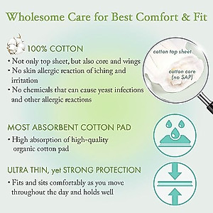 Livlit Large Size Ultra Thin Sanitary Pads, 100% Organic Cotton from Texas, Powerful Leak Protection, Unscented, Chlorine Free and Absorbency of Feminine Periods, Pads for Women (12 Count)