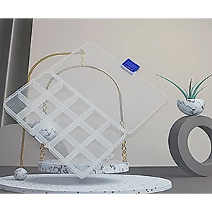 Yansanido 4 Pcs 15 Grids Clear 6.85 Inch x 3.85 Inch Adjustable Small Removable Clear Plastic Jewelry Organizer Divider Storage Box Jewelry Earring Tool Containers (4 Pcs Clear)