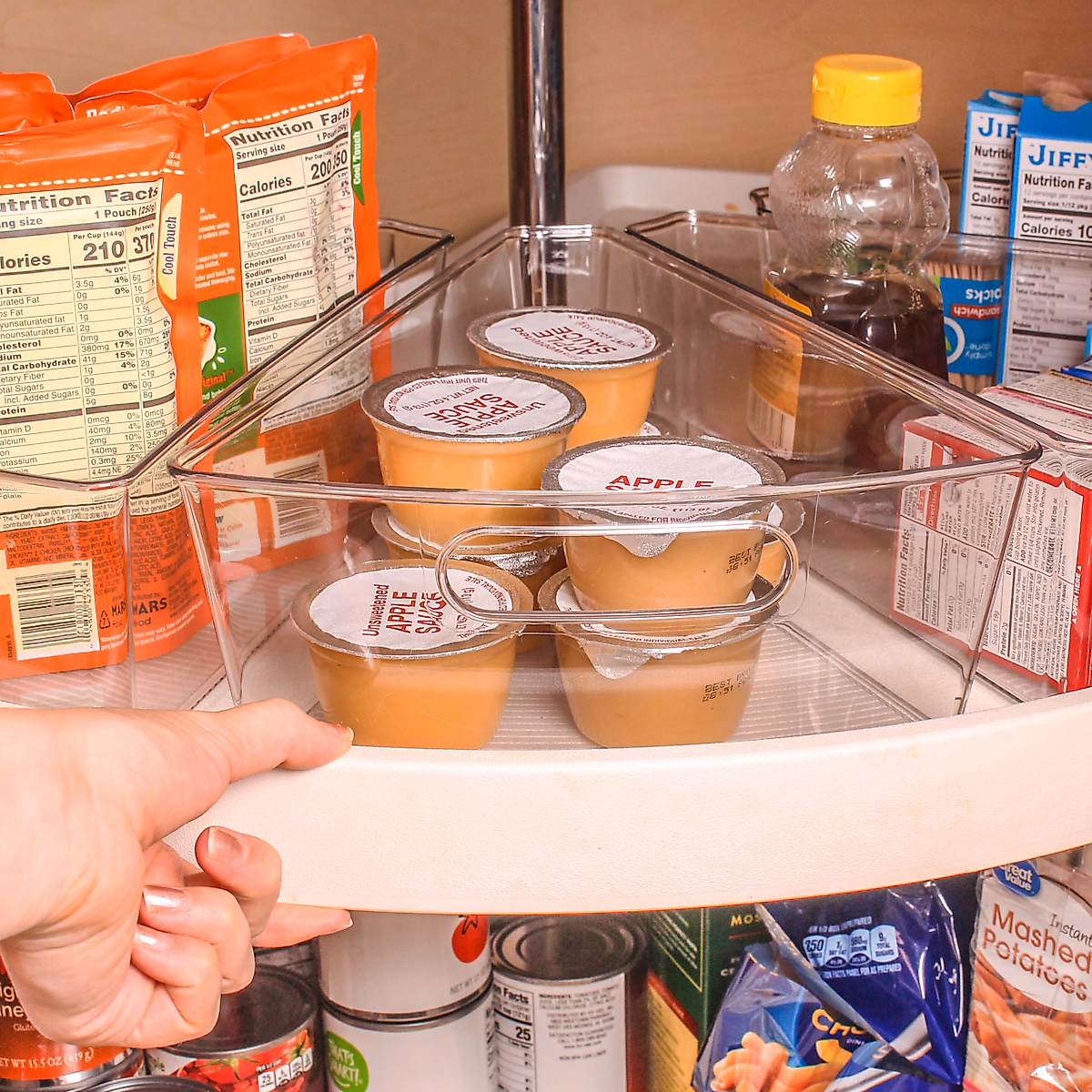 7Penn Lazy Susan Snack Organizer Bins 4pk - 11in Clear Lazy Susan Organizer for 28-29in Diam Rotating Cabinet and Pantry