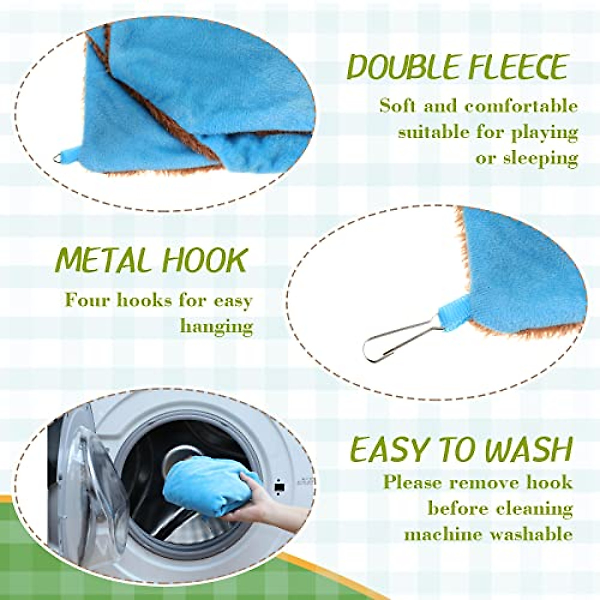 6 Pcs 3 Layers Rat Hammock Pet Cage Hammock Small Animal Hanging Hammock Ferret Cage Accessories Ferret Bed for Guinea Pig Squirrel Rat Chinchilla Sleeping and Playing (6 Colors)