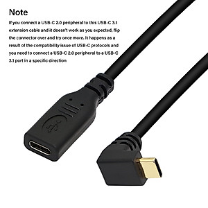 SinLoon USB C Extension Cable Type C Male to Female Short Cable Right Angle 90 Degree USB 3.1 10Gbps Fast Charging 4K HD Video Audio Data Transfer Cord for Laptop & Tablet & Mobile Phone (-)