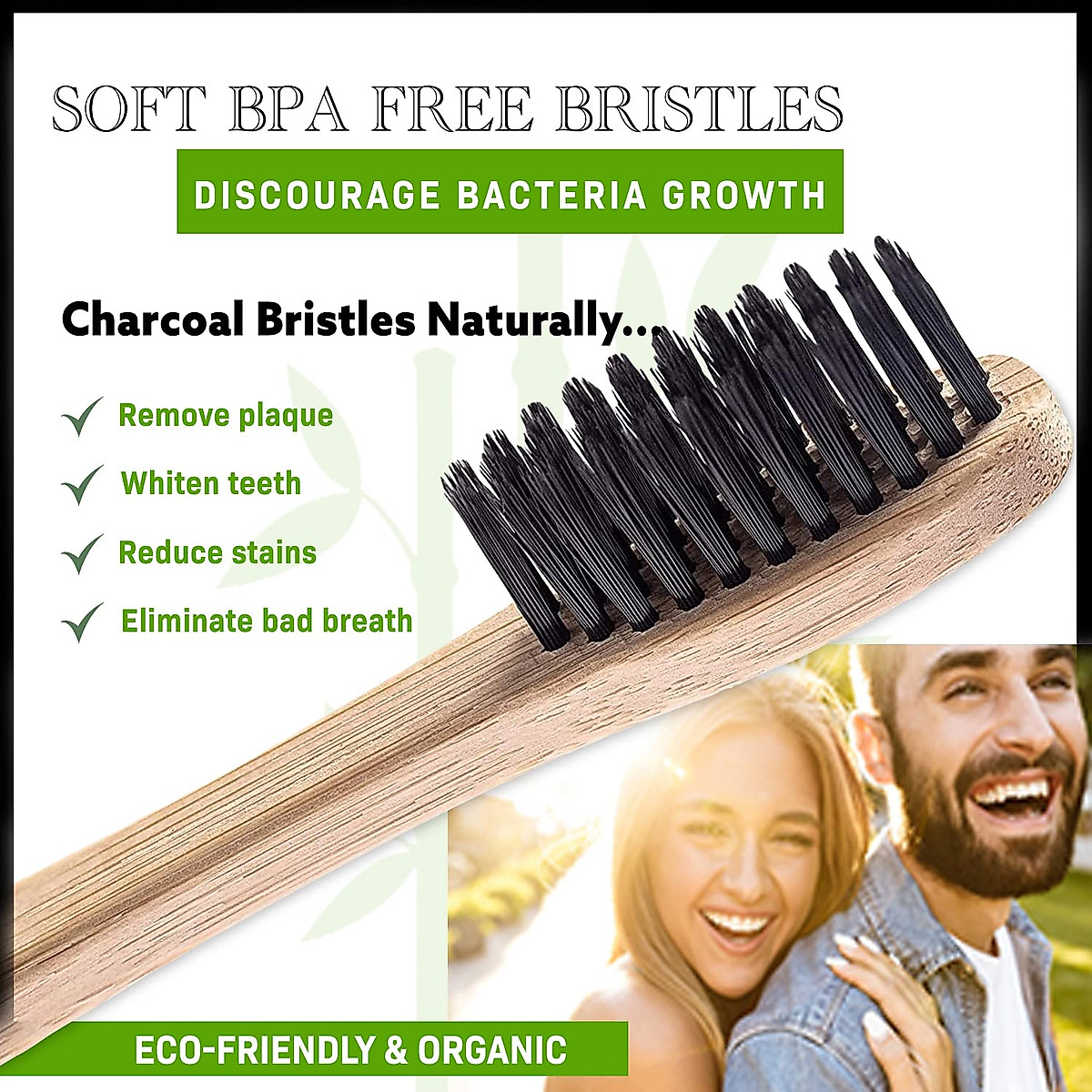 Replaceable Bamboo Toothbrush Aluminum Handle - BPA Free, Soft Bristles | Eco-Friendly, Biodegradable, Compostable, Vegan & Zero Waste | 3 Heads Total | 9-12 Months supply. (COPPER CHARCOAL BRISTLES)
