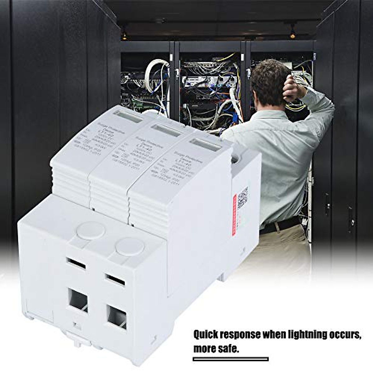 Surge Protective Device 3P, Power Strips & Surge Protectors Surge Protectors 20 / 40KA Power Surge Protector Arrester Photovoltaic High Precision Lightning Protection [3p40ka]