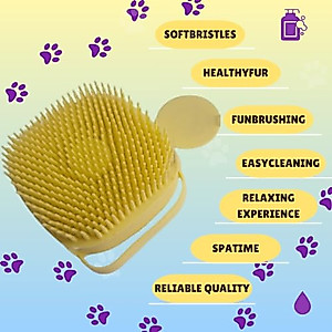 Dog scrubber bath, Dog bath brush with soap dispenser, Dog wash brush, Grooming Cleaning Comb, with Soft Silicone Rubber Bristles, Puppy Kitten Hair Brush Washing Pet Paws
