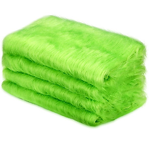 4 Pcs Christmas Faux Fur 10 x 20 Inch Faux Fur Fabric Squares Shaggy Fluffy Fabric Patches Ultra Soft Plush Craft and Hobby Fabric Craft Supply, Halloween Costume, Decoration (Green)