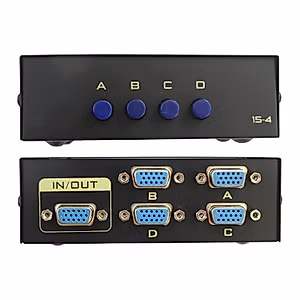 DEEIRAO VGA Switch Box, 4 Port 15 Pin Female (4 in 1 Out) Resolution up to 1920x1440 Signal Splitters for Electronic Apparatus PC Computer Monitor