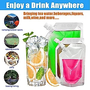 6 Pieces Drinks Flasks Juice Flasks Liquor Pouch Reusable Drinking Flasks Concealable Plastic Flasks for Sneak to go flask, with Funnel (32 OZ)