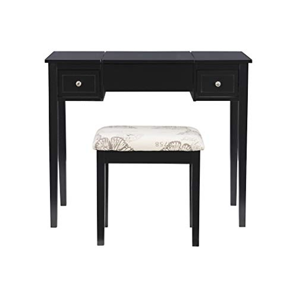Linon Home Dcor Linon Black Butterfly Stool Vanity Set with Bench, 36"w x 18"d x 30"h,