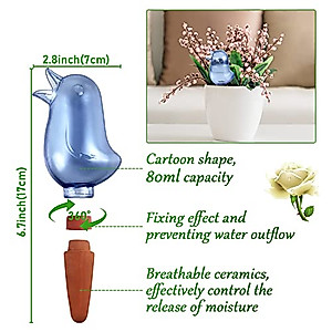 4 Pack Self Watering Spikes, Indoor Plant Watering Globes, Bird Shape Automatic Irrigation Spikes, Self-Watering Terracotta Spikes, Plant Watering Devices（Blue）