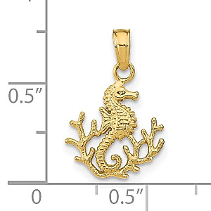 IceCarats 14K Yellow Gold Small Seahorse Necklace Charm Pendant Only
