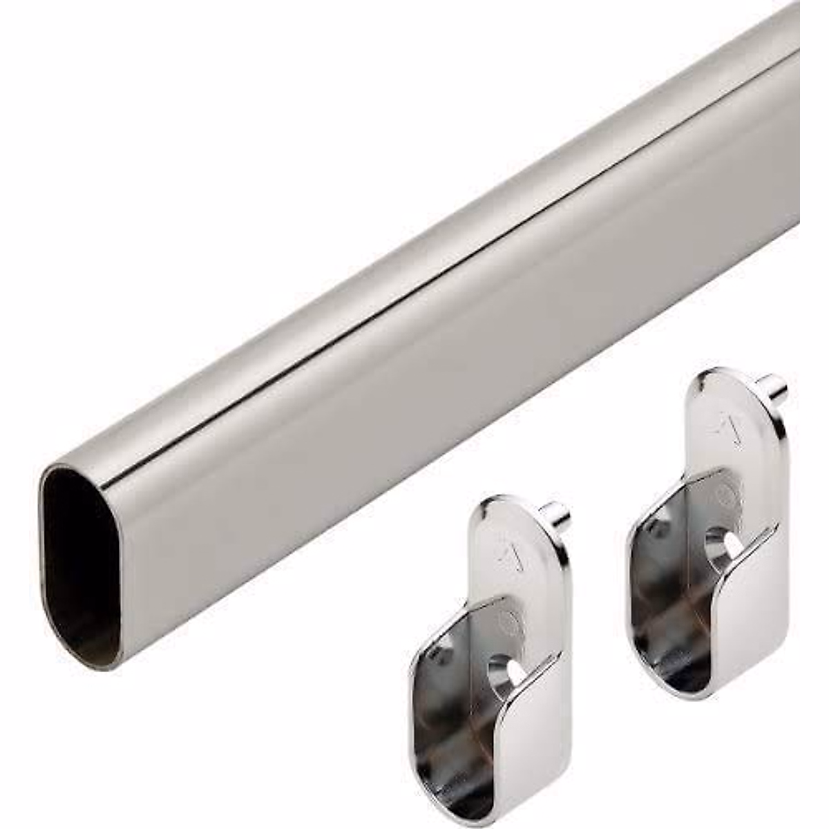 48" Polished Chrome Closet Rod W/ End Supports - Set of 3