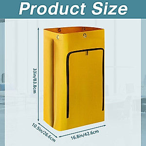Cleaning Cart Bag Zippered Front Replacement Janitorial Cart Bag 24 Gallon Large Capacity Commercial Cleaning Bags for Cleaning Cart Housekeeping Carts, Yellow (33 x 16.8 x 10.5 Inch)