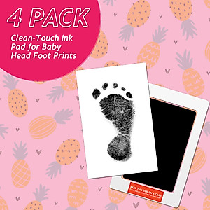 Outus Clean Touch Ink Pad Newborn Baby Handprint and Footprint Pet Paw Print Kit Inkless Infant Hand and Foot Stamp (Black)