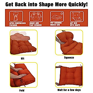 Kunste Patio Furniture Cushions Sets Tufted Wicker Settee Bench Cushions Indoor Outdoor 1 Loveseat 2 Seating Cushions Light Coffee