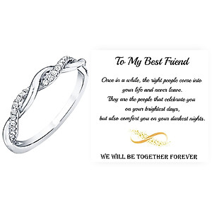 Twist Ring Sterling Silver, Adjustable Promise Ring To My Best Friend, Twisted Ring Cubic Zirconia Diamond Ring Wedding Party Women Jewelry Size 6-10