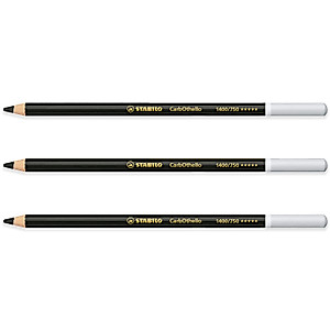 STABILO Chalk-Pastel Pencil CarbOthello - Pack of 3 - Neutral Black (750)