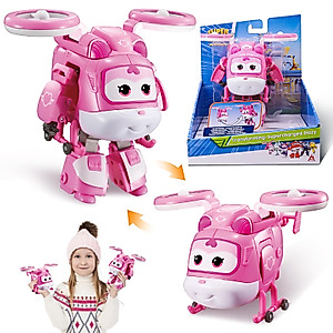 Super Wings 5" Transforming Supercharged Dizzy Airplane Toys, Action Figure Plane to Robot, Suitable for 3 4 5 Years Old Kids, Fun Flying Toy Plane for Preschool Boys and Grls, Birthday Gifts, Pink