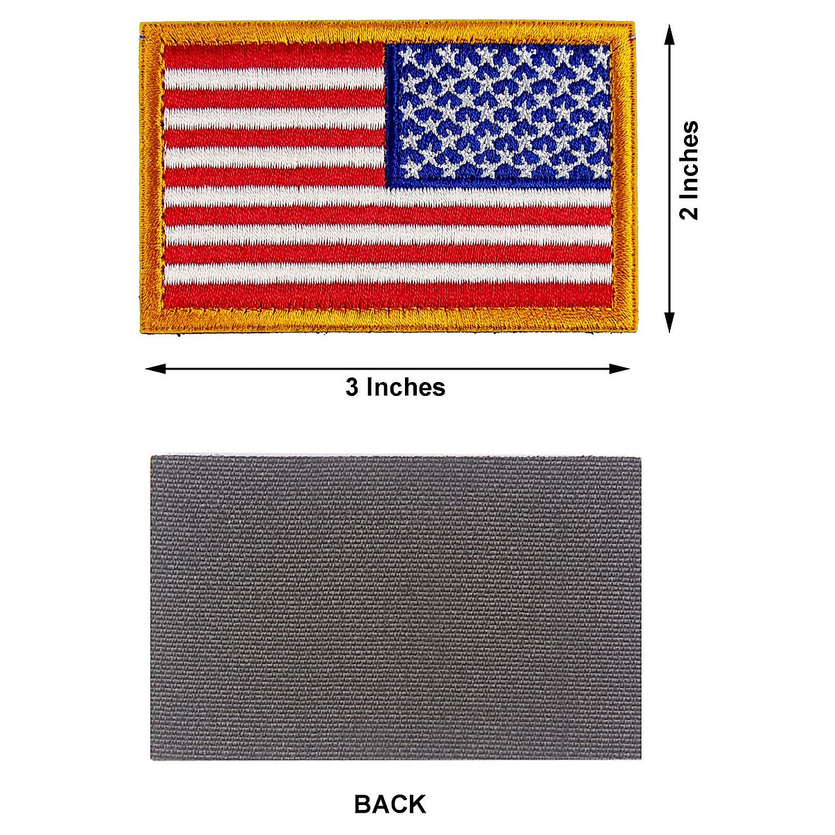 Tactical Patches of USA US American Flag Reverse, with Hook and Loop for Backpacks Caps Hats Jackets Pants, Military Army Uniform Emblems, Size 3x2 Inches