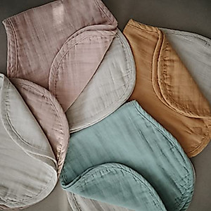 mushie Muslin Baby Burp Cloths | 100% Organic Cotton, Set of 2 (Roman Green/Fog)