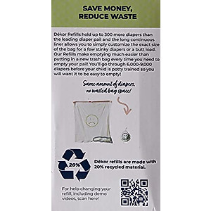 DEKOR Plus Diaper Pail Refills | 4 Count | Most Economical Refill System | Quick & Easy to Replace | No Preset Bag Size – Use Only What You Need | Exclusive End-of-Liner Marking | Baby Powder Scent