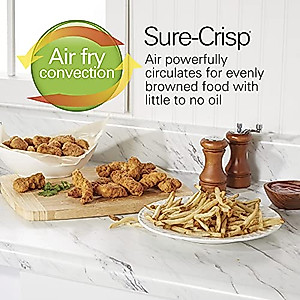 Hamilton Beach Toaster Oven Air Fryer Combo with Large Capacity, Fits 6 Slices or 12” Pizza, 4 Cooking Functions for Convection, Bake, Broil, Roll-Top Door, Easy Reach Sure-Crisp, Stainless Steel