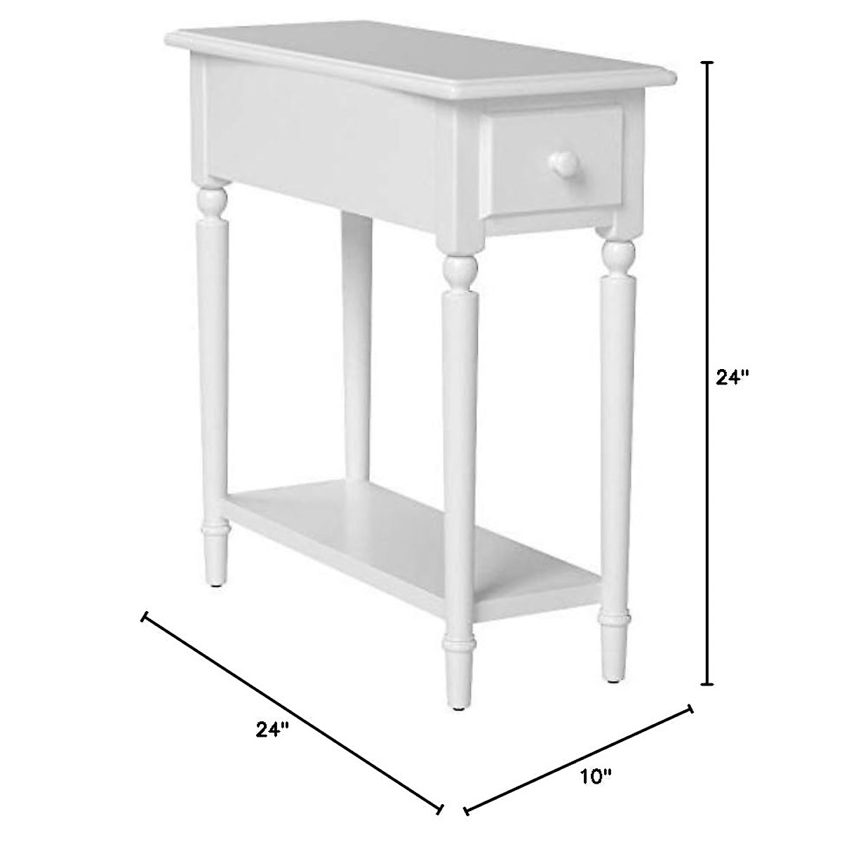 Coastal 10 in. Solid Wood Narrow Side Table with Drawer and Shelf, Pecan Brown – Leick Home, 20017-PC