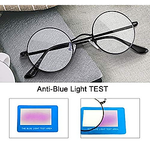 Brigtlaiff Round Blue Light Blocking Glasses for Men Women John Lennon Style Computer Gaming TV Glasses Anti Eyestrain (Black Frame)